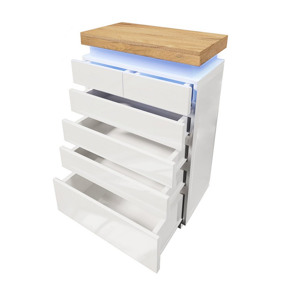 Sweiko Kommode Hochglanz Sideboard Aufbewahrungsschrank Mit 2 Türen