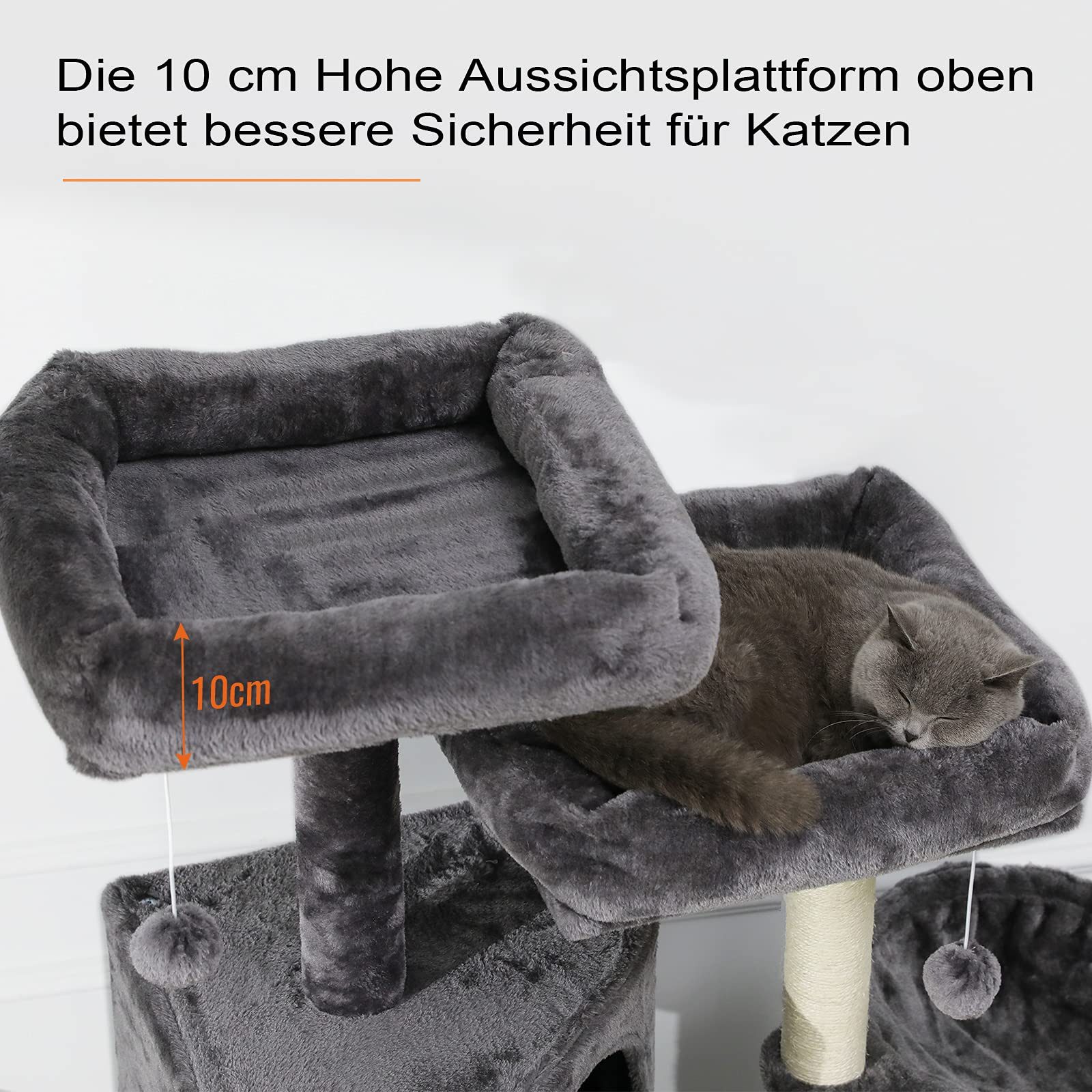 MSMASK Kratzbaum Stabiler Katzenbaum für groß Katzen mit 2 Höhlen ...