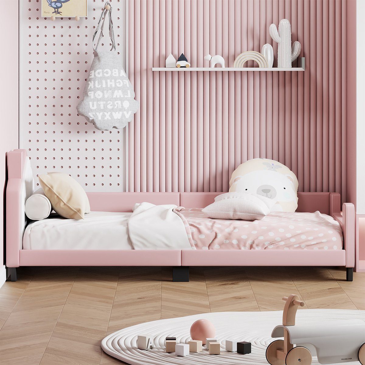 Xdeer Polsterbett Polsterbett Kinderbett Pu Leder Kinderschlafsofa Mit