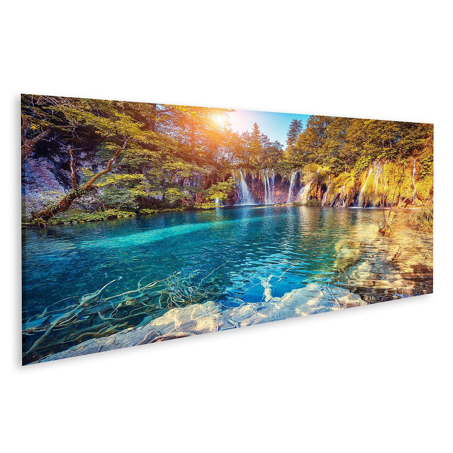 islandburner Leinwandbild Bild auf Leinwand Majestätischer Blick auf türkisfarbenes Wasser und s