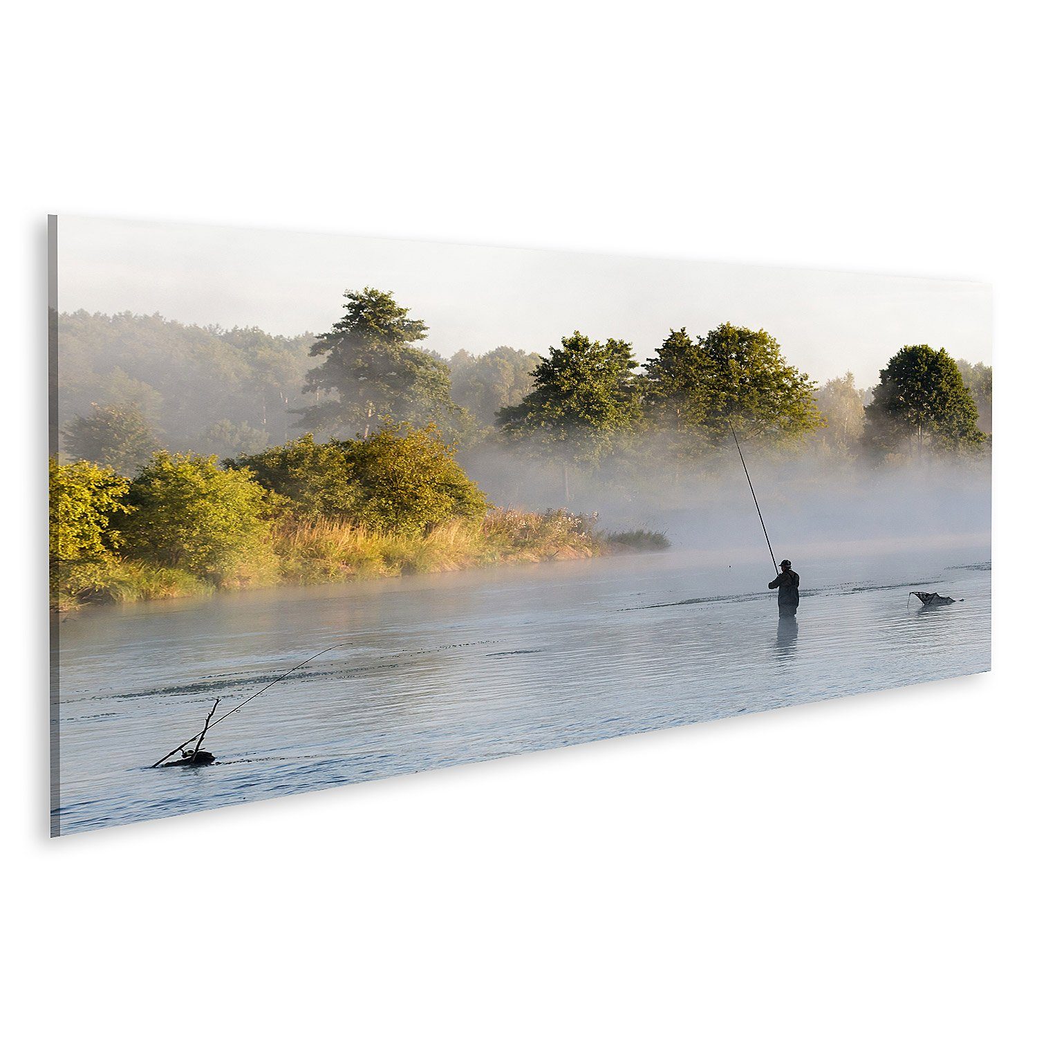 islandburner Leinwandbild »Bild auf Leinwand Angeln Angeln in einem See Natur Serie Wandbild ...