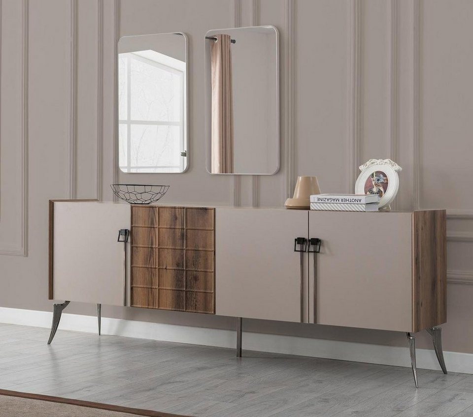Jvmoebel Sideboard Moderne Beige Garnitur Luxus Sideboard 2x Spiegel