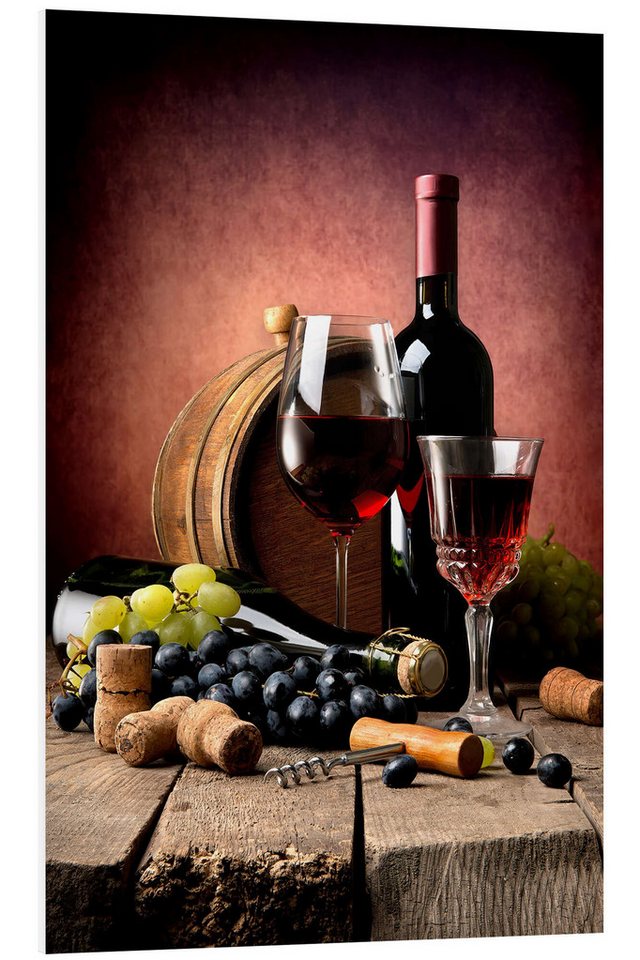 Posterlounge Forex Bild Editors Choice Rotwein Mit Trauben Und Korken