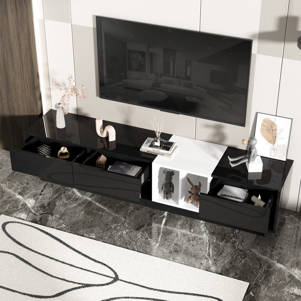 Modfu Tv Schrank Lowboard Tv Board Mit Schubladen Fächer Und Mehrere