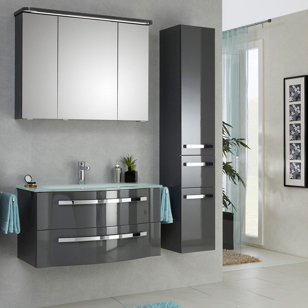 ᐅ Lomadox Badmöbel-Set FES-4005-66, (Spar-Set, 2-St), grau lackiert 137/200/49,1cm | OTTO