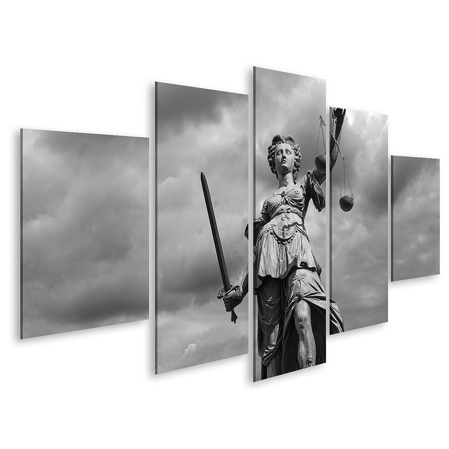 islandburner Leinwandbild »Bild auf Leinwand Schwarz-Weiß-Statue der Gerechtigkeit Göttin ...