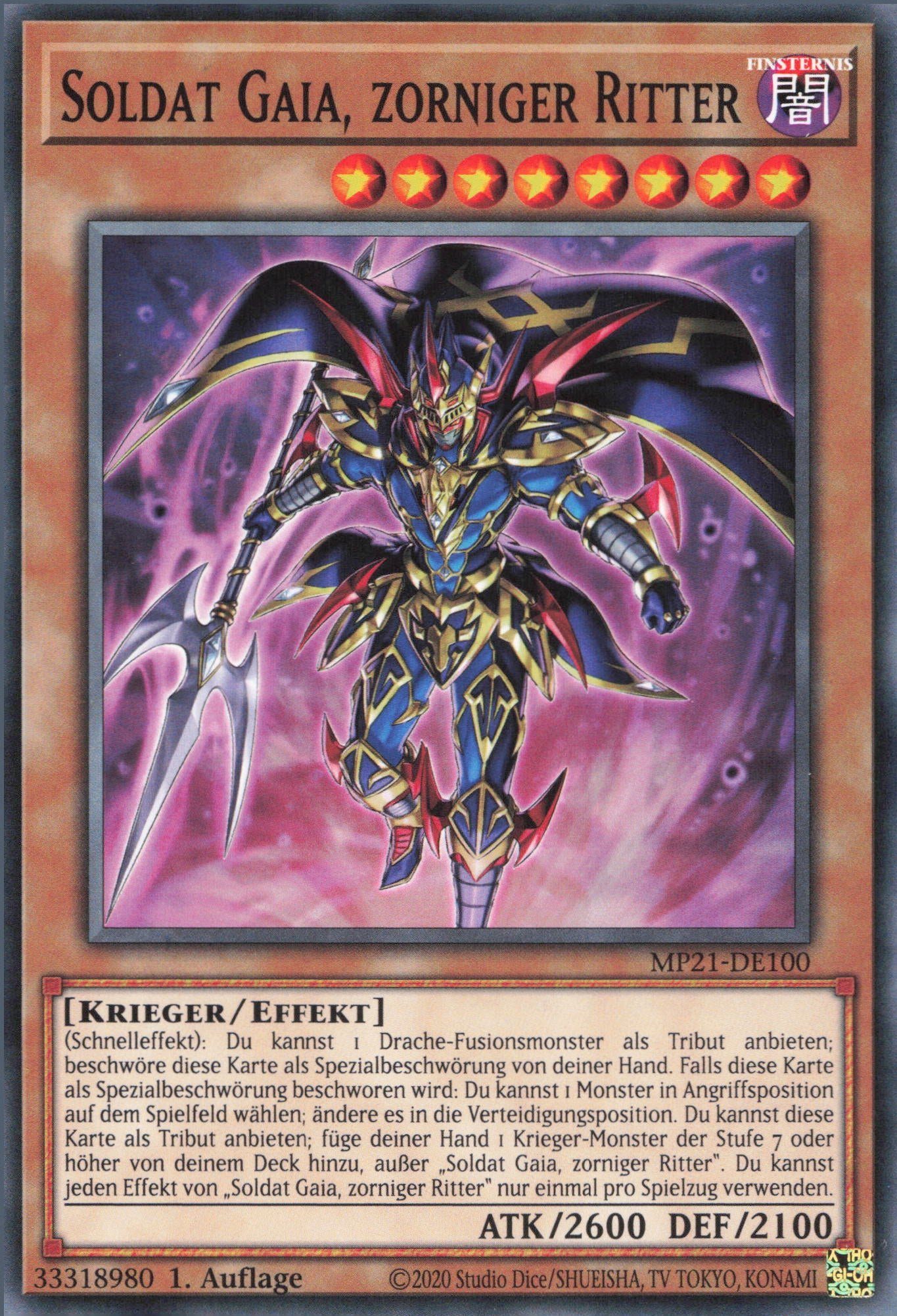 Recollectibles Sammelkarte Yugioh Karte Soldat Gaia Zorniger Ritter
