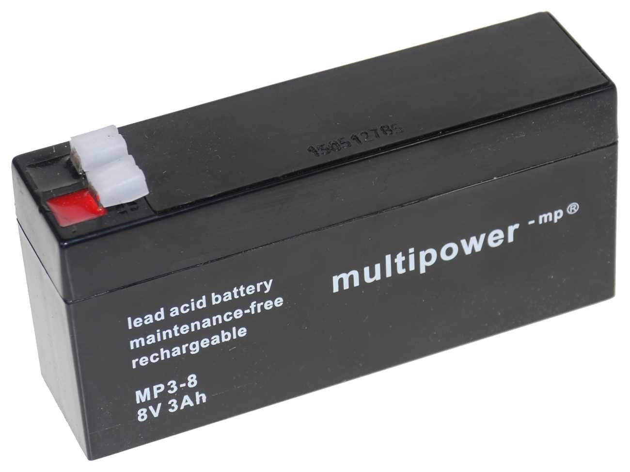 Multipower Multipower Blei-Akku MP3-8 Pb 8V / 3Ah Faston 4,8 Bleiakkus