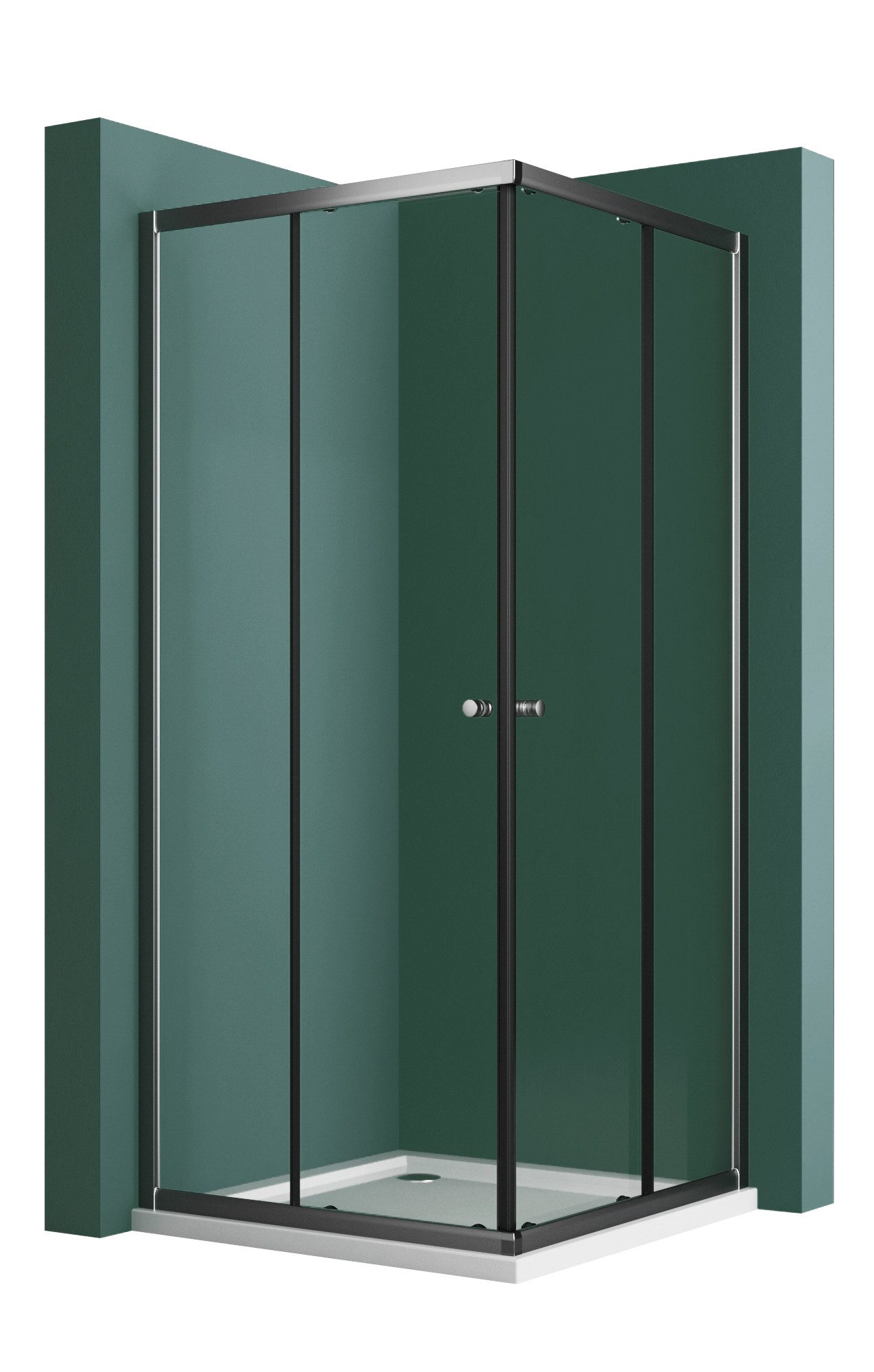 Hopibath Eckdusche 80x80 100x80 Eckeinstieg Duschkabine Schwarz H185cm