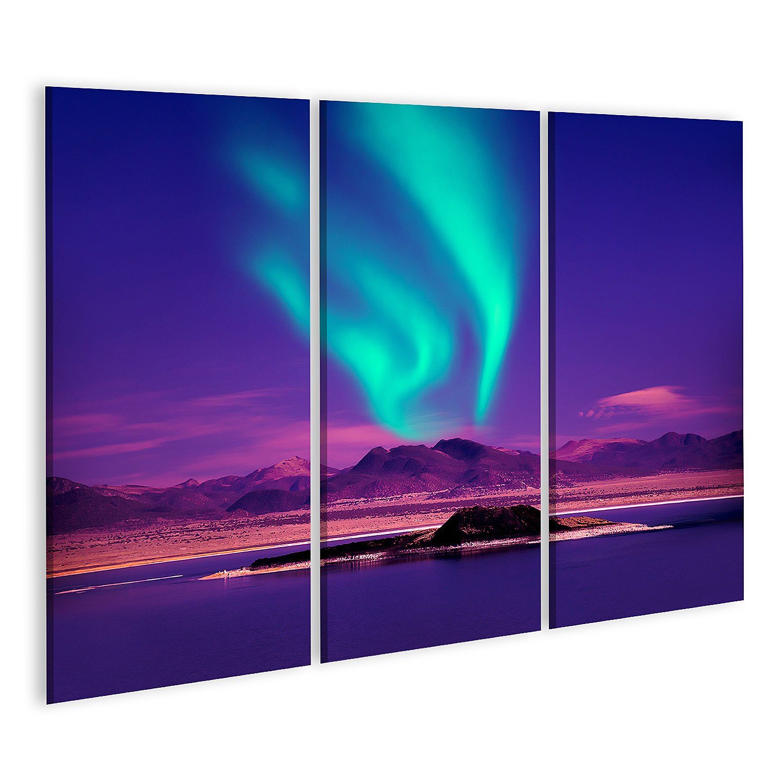 islandburner Leinwandbild »Bild auf Leinwand Nordlicht Aurora Borealis Wandbild Leinwandbild ...