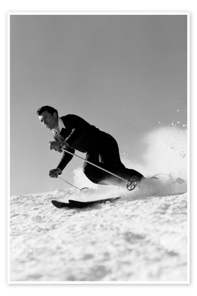 Posterlounge Poster Vintage Ski Collection Skifahrer Bei Der Abfahrt