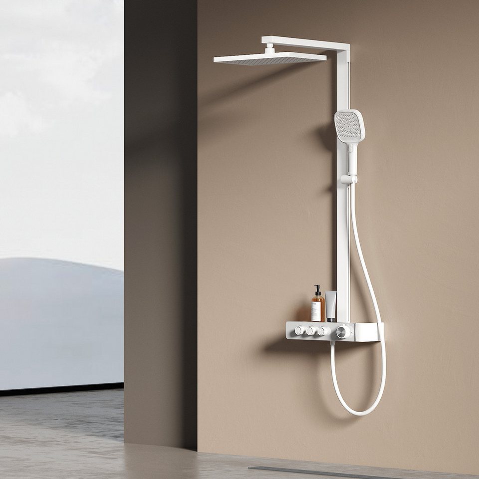 Emke Duschsystem Mit Thermostat Und Regendusche 36cm Duschkopf