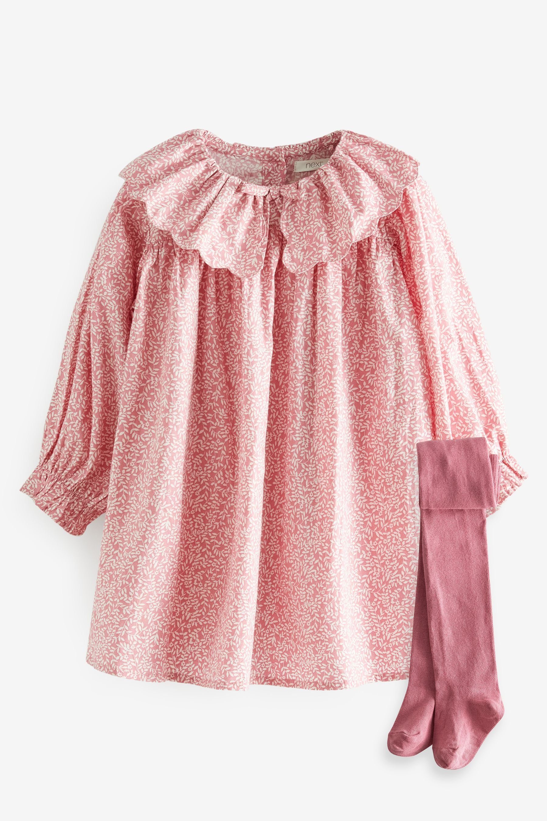 Next Druckkleid Kleid Mit Kragen Und Strumpfhose Im Set 2 Tlg