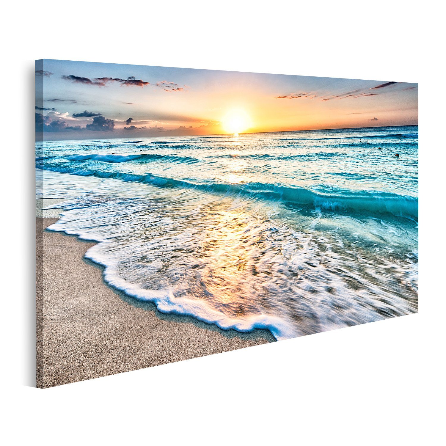 islandburner Leinwandbild Bild auf Leinwand Sonnenaufgang über Strand Cancun Schönes Mexiko Wand