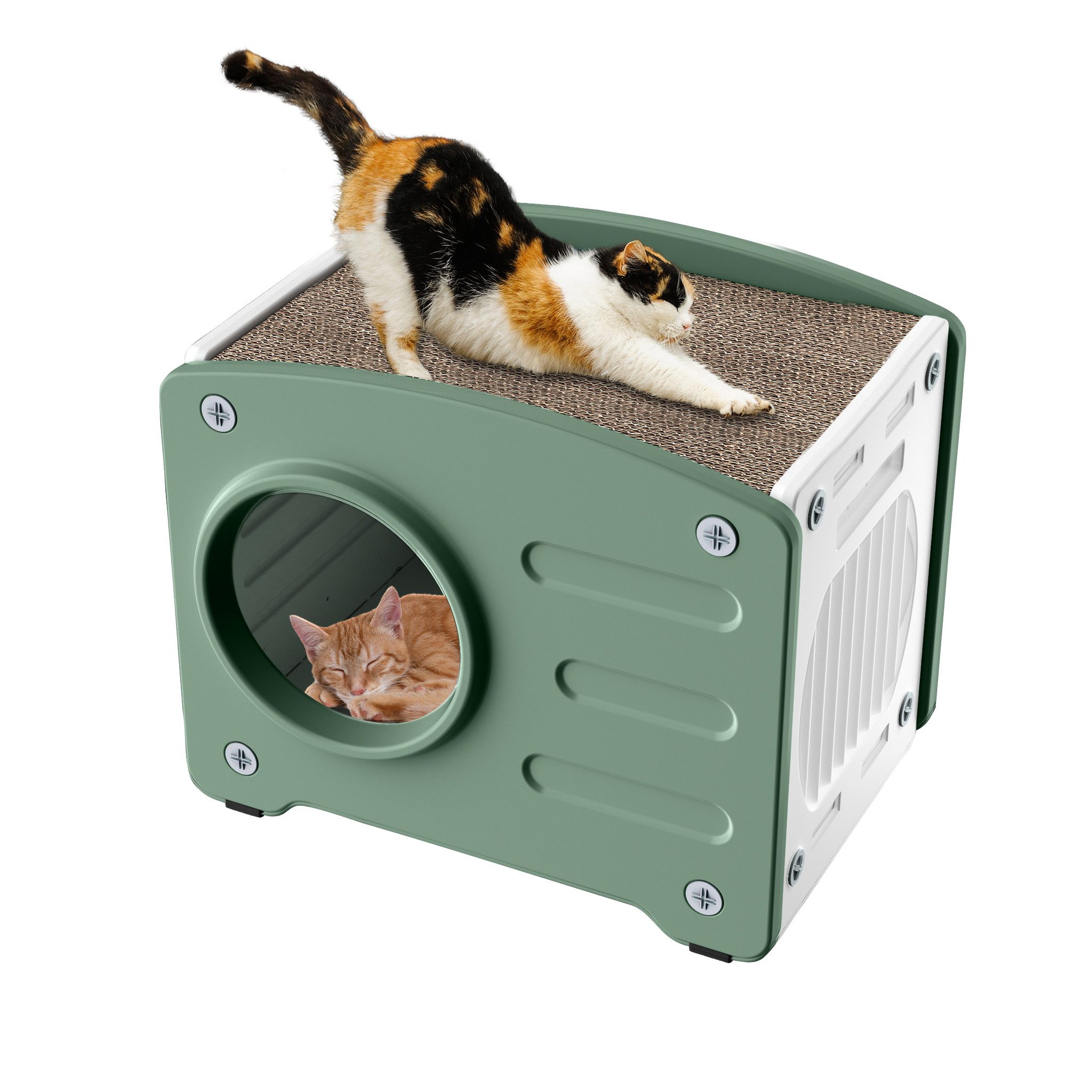 AUFUN Tierhaus Katzenhaus Outdoor Katzenhütte Katzenhäuschen für Draußen, Wasserdicht, 55.3x40 ...