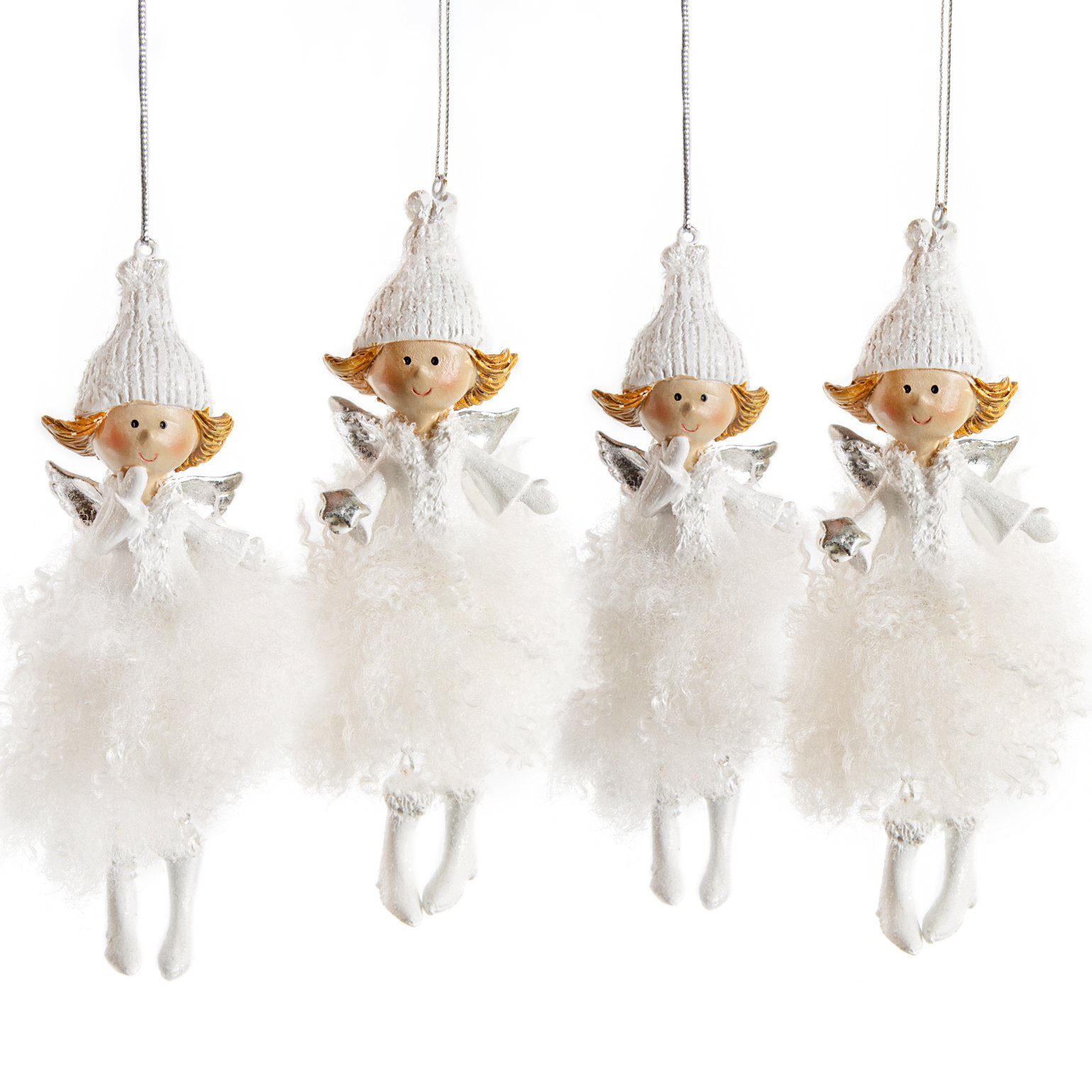 Logbuch Verlag Weihnachtsfigur 4 Engel Anhänger Fee Elfe Mit Federkleid