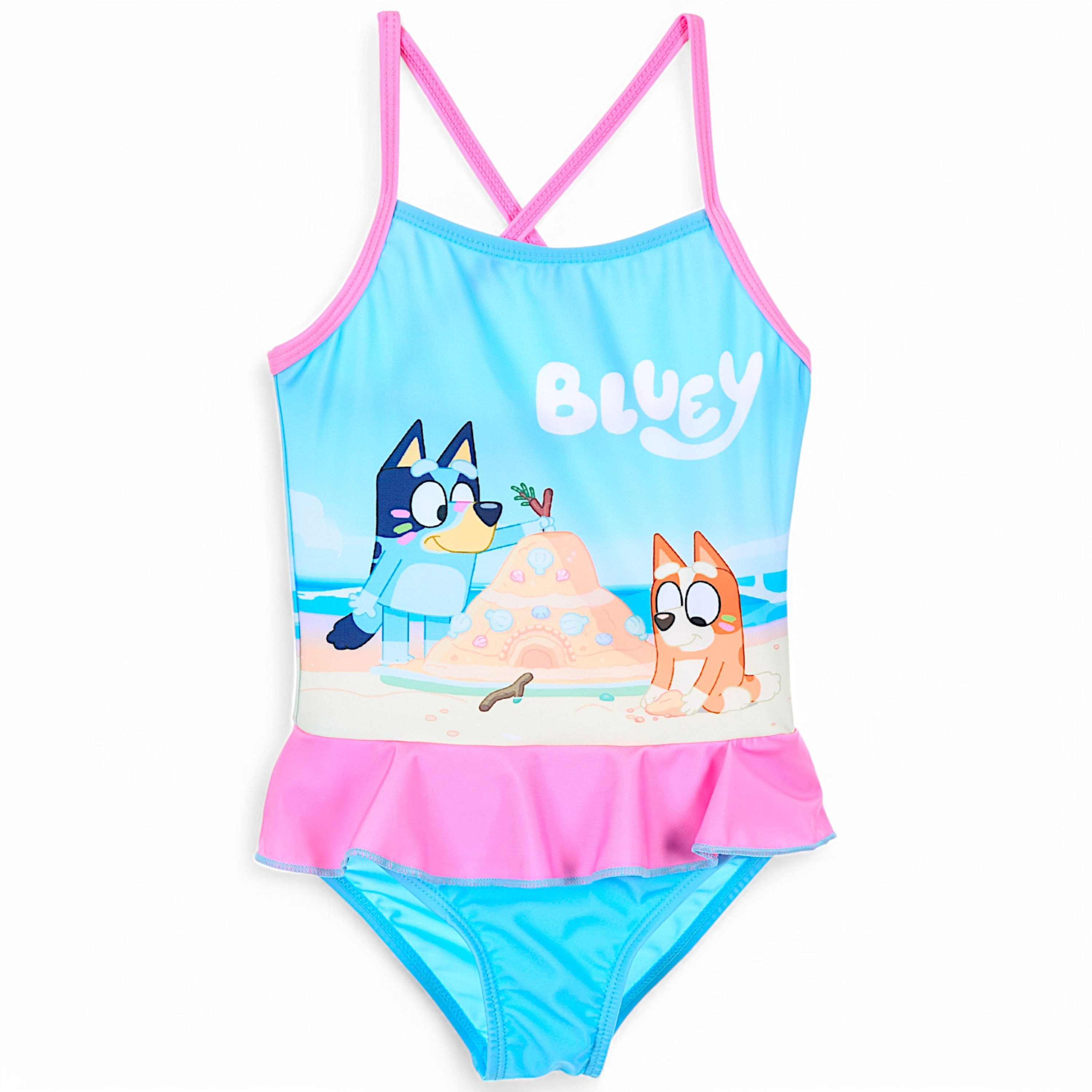 Bluey Badeanzug Bluey And Bingo Mädchen Schwimmanzug Mit Rüschen Gr 98