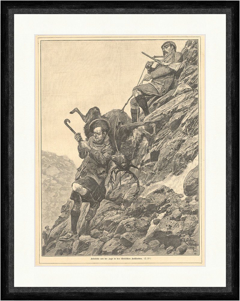 Kunstdruck Heimkehr von der Jagd in den schottischen Hochlanden Highlands Faksimi, (1 St)