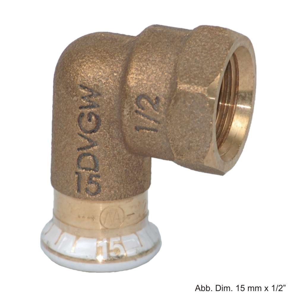 GEBERIT Wasserrohr Geberit Mapress Rotguss Übergangswinkel 90° IG, 15mm x 1/2"