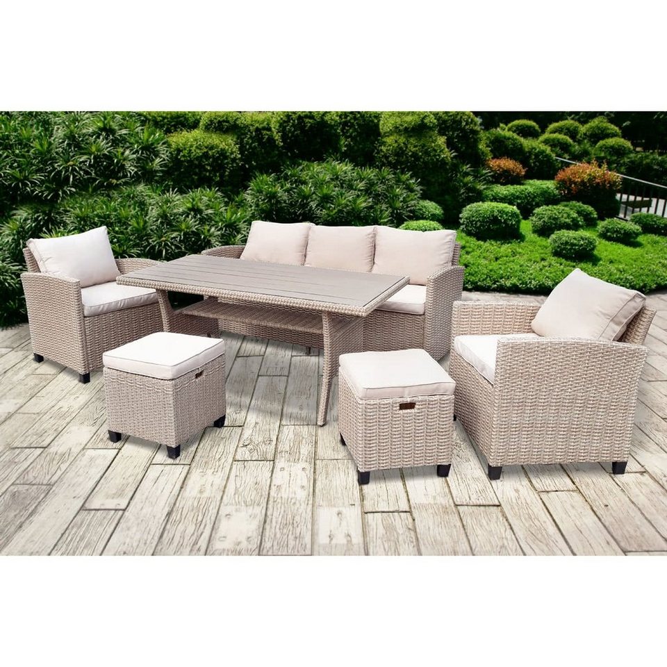 Green Spirit Loungeset Garten Sitzgruppe Madeira Ii Beige Set 6