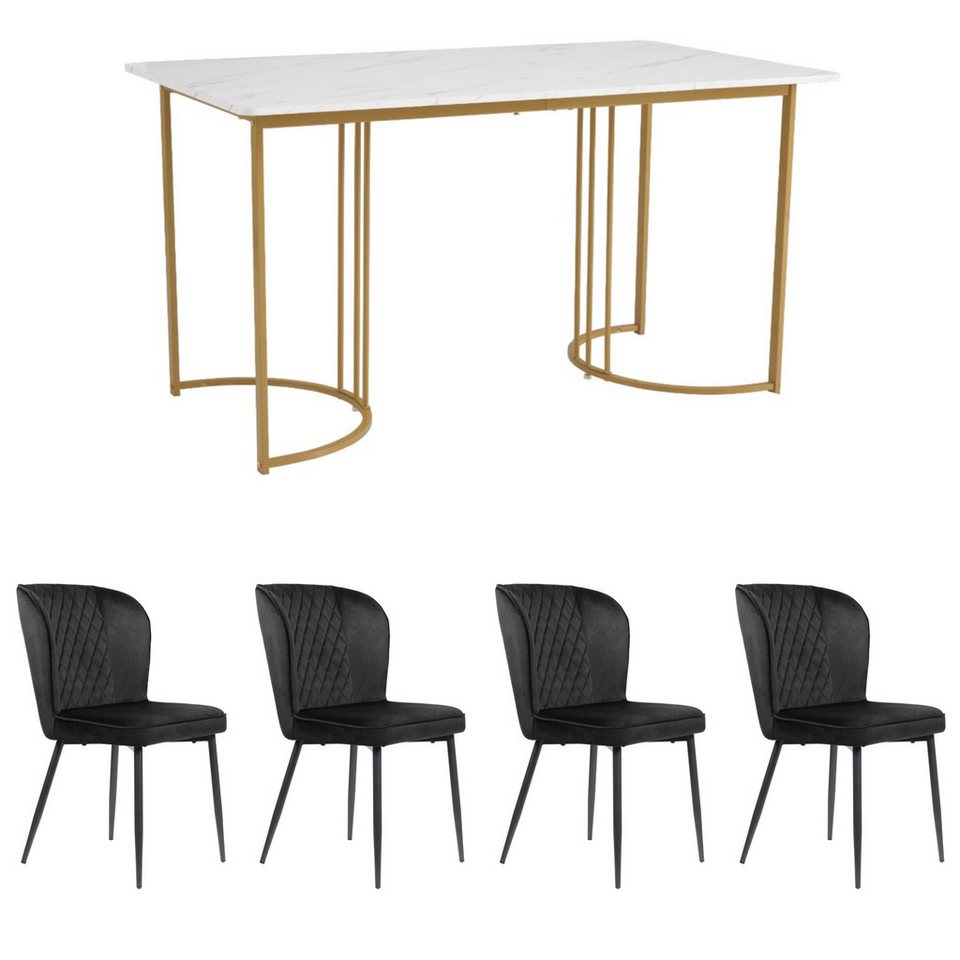 Ideasy Essgruppe Moderner Küchentisch Set5 Tlg 140×80×75cm Esstisch