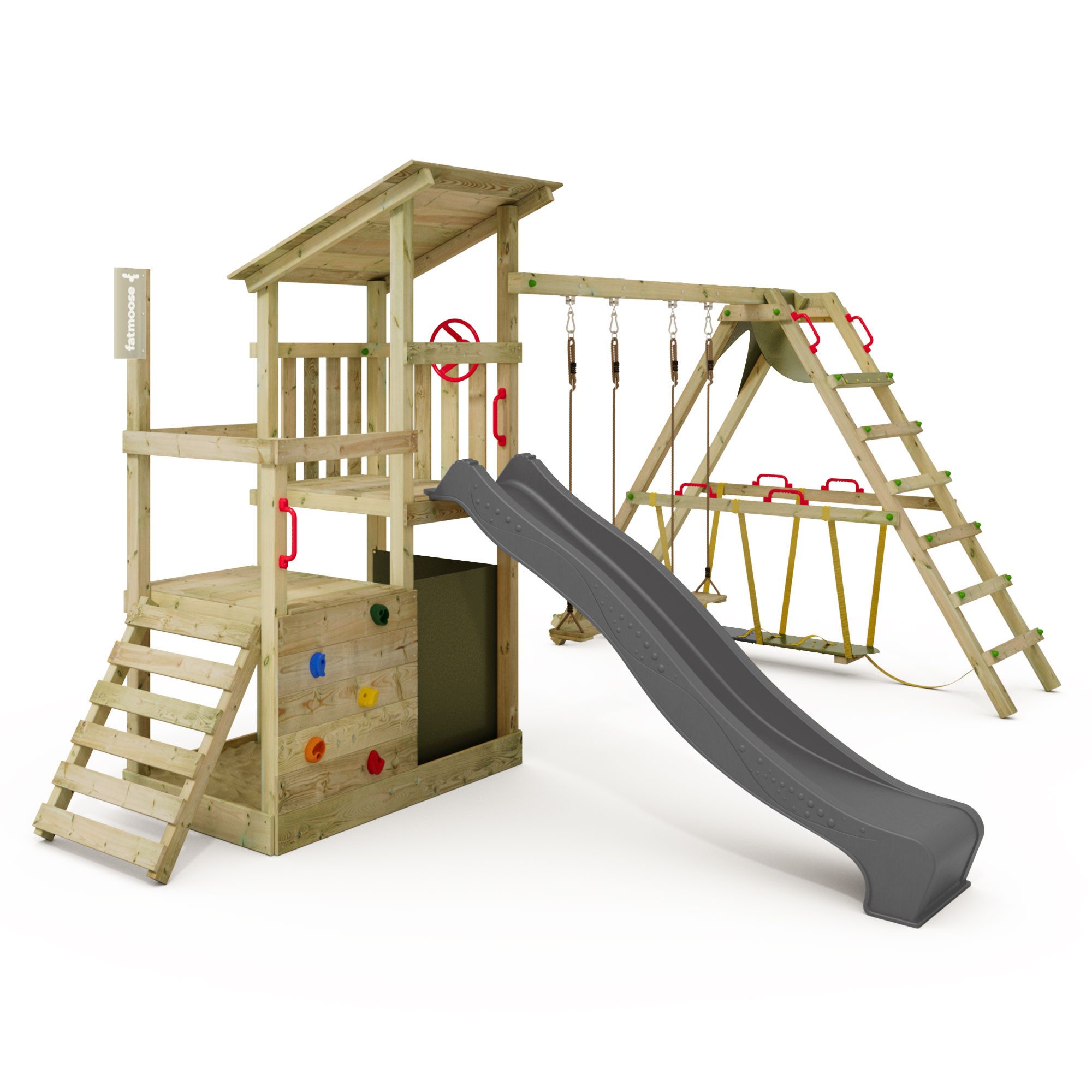 FATMOOSE Spielturm FruityForest mit SurfSwing – Kletterturm mit Rutsche & Sandkasten, - extrem ...