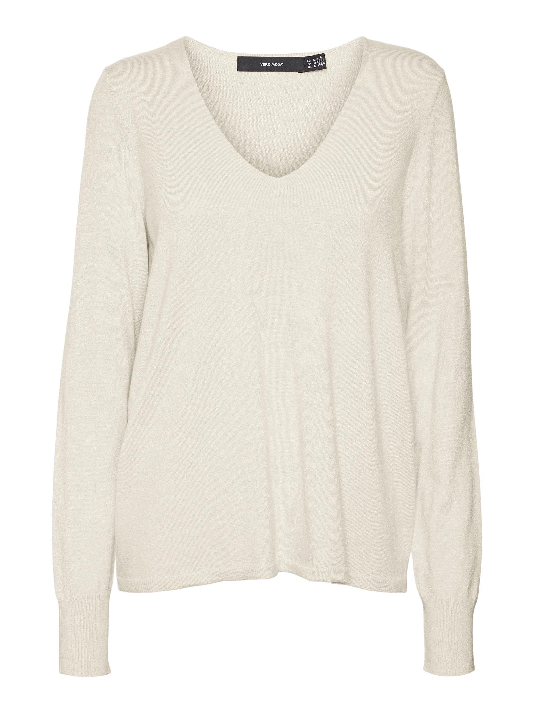 Vero Moda V-Ausschnitt-Pullover VMHAPPINESS LS V-NECK PULLOVER GA BOO