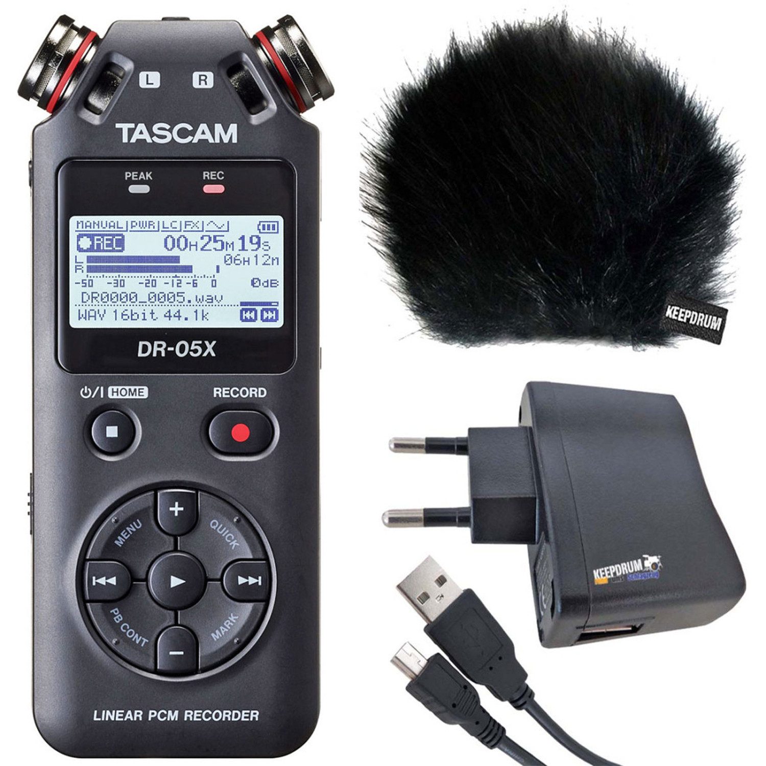 Tascam Tascam DR-05X Audio-Recorder mit Zubehör-Set Digitales ...