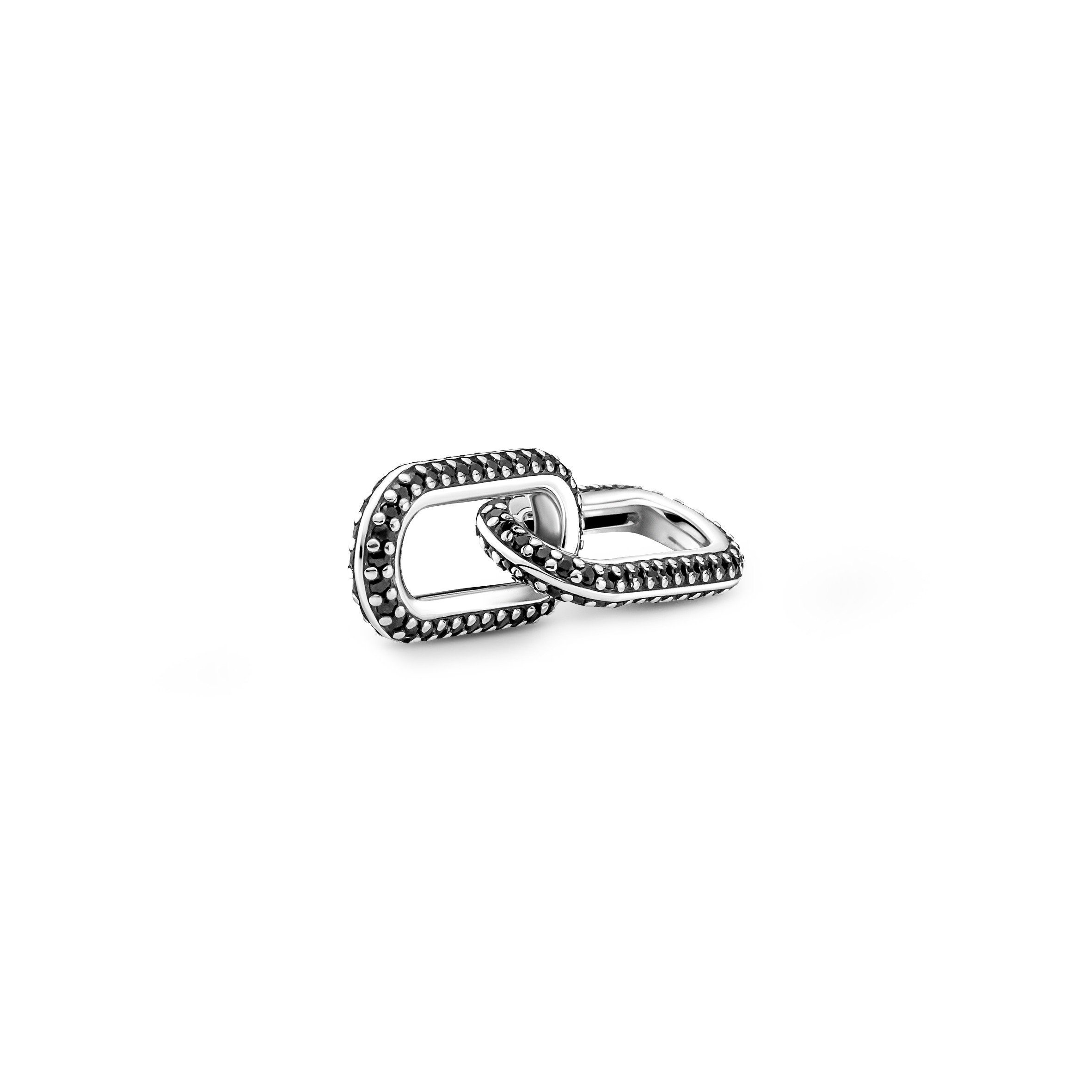Pandora Bead Sterling silver double link with black crystal