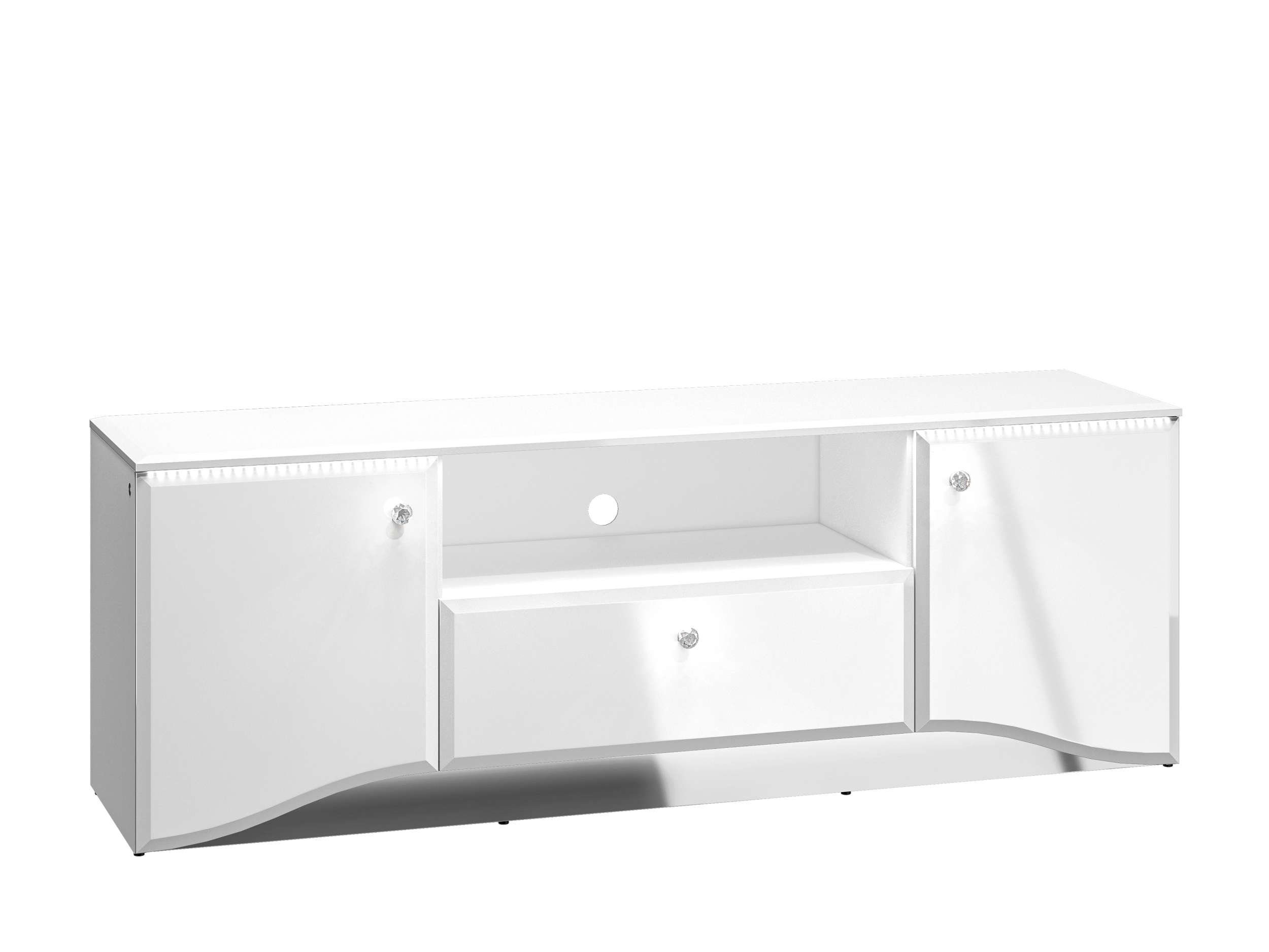 Stylefy Lowboard Grace Weiß Weiß Hochglanz