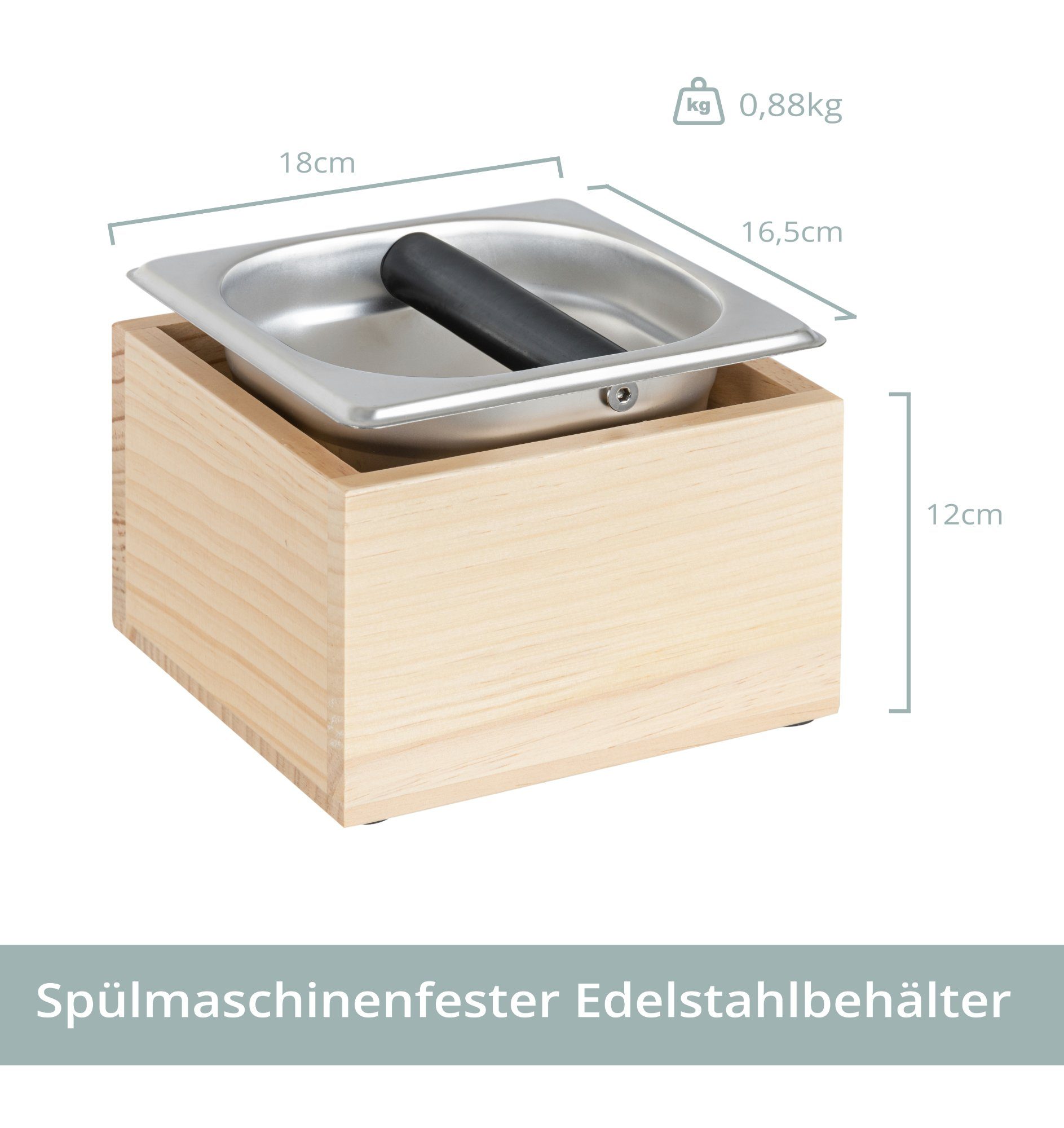 joycraft Ausklopfbehälter KBW-1816 Kaffee-Abklopfbox aus Fichtenholz ...