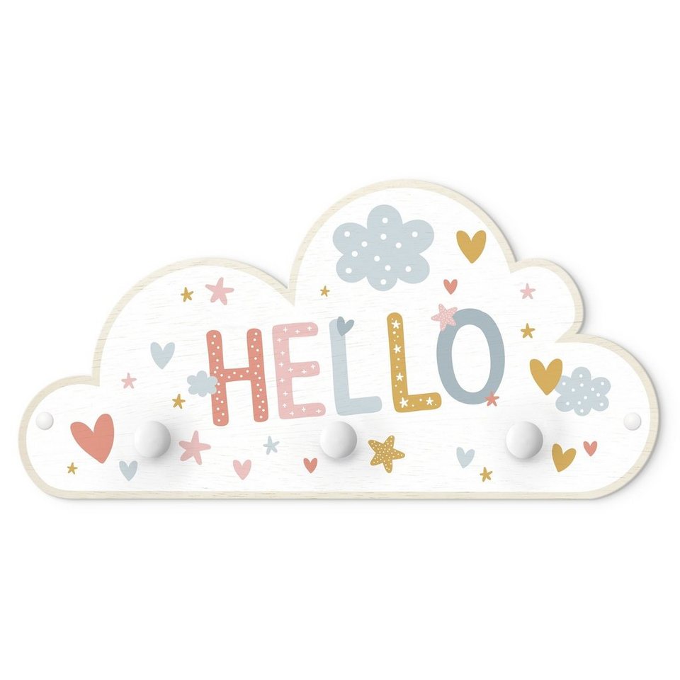 Bilderdepot24 Garderobenpaneel Bunt Weltall Himmel Sterne Hello Herzen