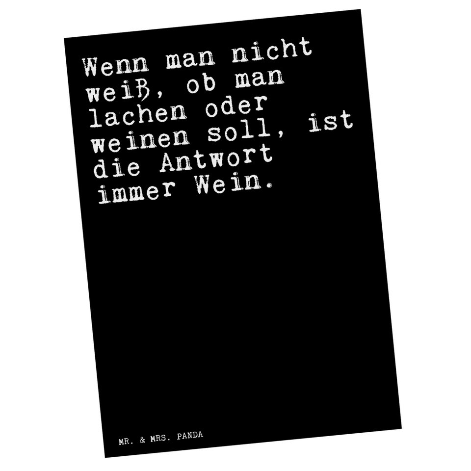 Mr. & Mrs. Panda Postkarte »Wenn man nicht weiß,... - Schwarz ... Mr. & Mrs. Panda Postkarte »Wenn man nicht weiß,... - Schwarz ...
