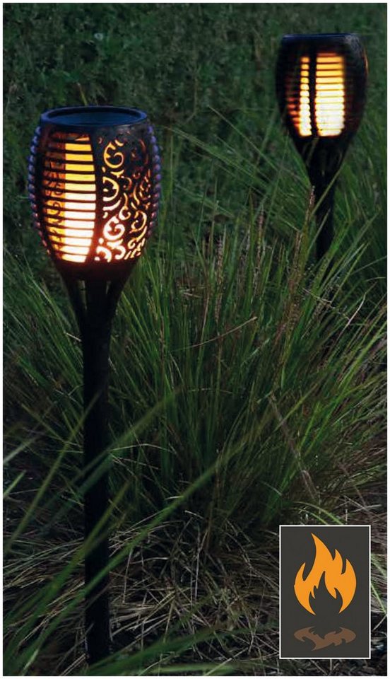 Fhs Led Gartenfackel 2er Set Solar Gartenfackel Mit 72 Led`s