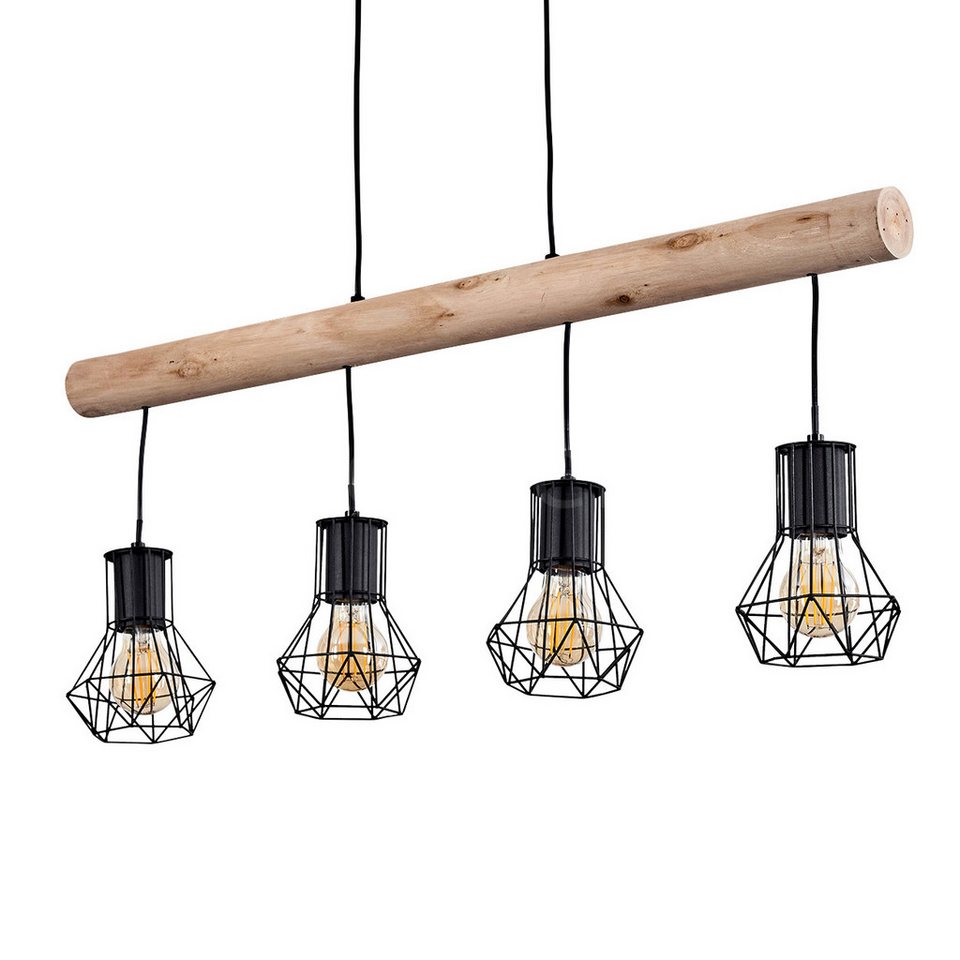 Hofstein Pendelleuchte Pomari Hängelampe Aus Metallholz In Schwarz