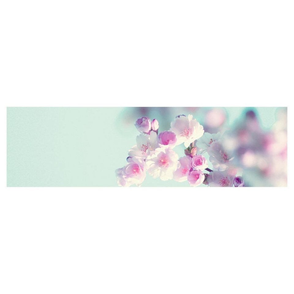 Bilderdepot24 Küchenrückwand Rosa Dekor Blumen Farbenfrohe Kirschblüten