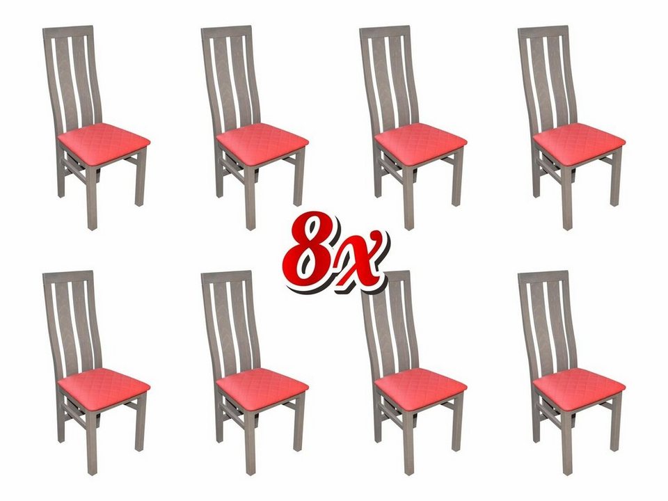 Jvmoebel Stuhl Garnitur 8x Stühle Stuhl Polster Moderne Sets Design