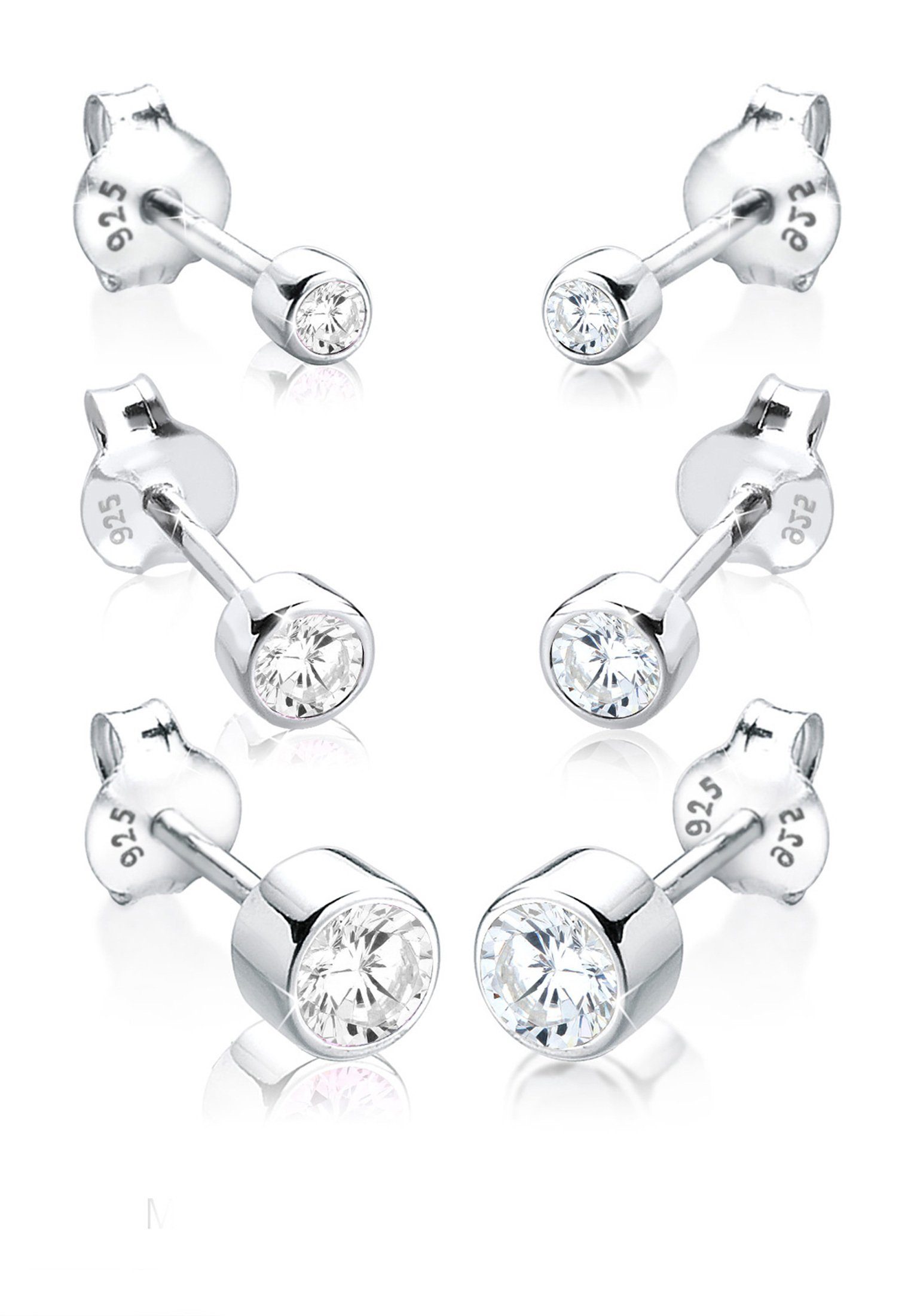 Elli Ohrring-Set 3er Stecker Set Basic Ohrstecker Zirkonia Silber ...