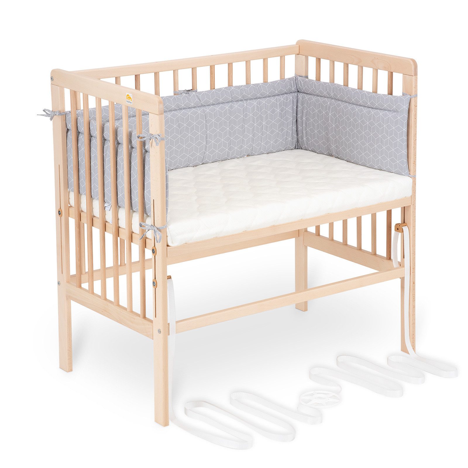 FabiMax Beistellbett Babybett Boxspring Natur, 90 x 55 cm Liegefläche ...