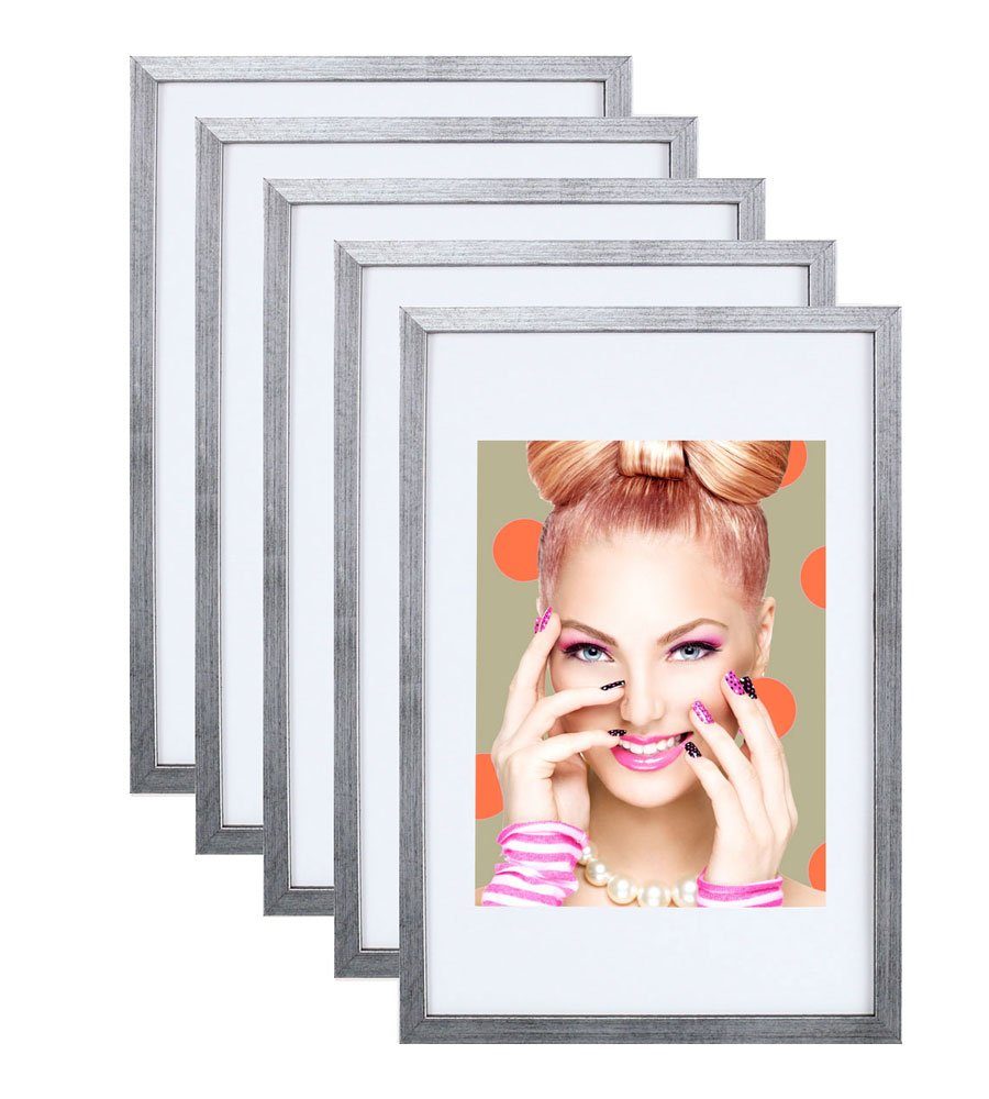 IDEAL TREND Bilderrahmen 3er 5er Set Holz Bilderrahmen Lifestyle Plexi ...