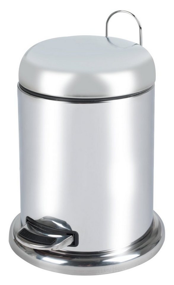 Home4you Mülleimer Treteimer Metall Silbergrau 5 Liter