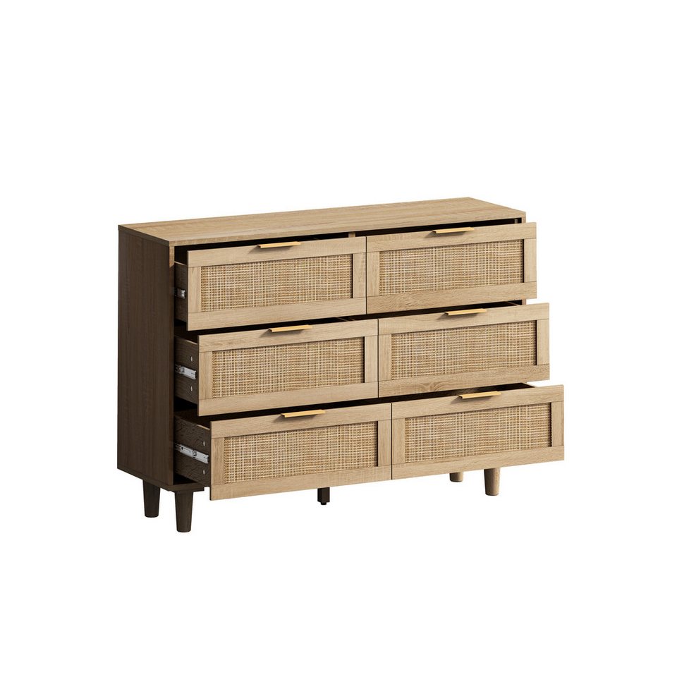 Modfu Sideboard Kommode Küchenschrank Anrichte Rattan Kommode Mit 6