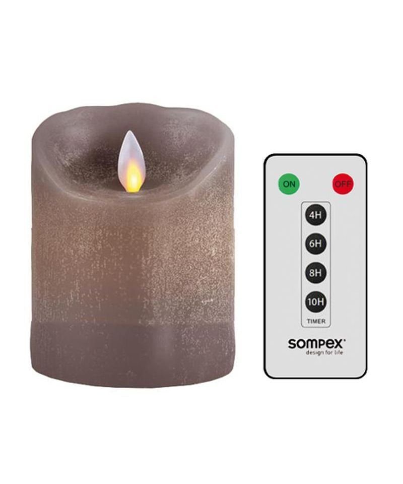 Sompex Led Kerze Flame Led Kerze Taupe 10cm Mit Fernbedienung Set 2