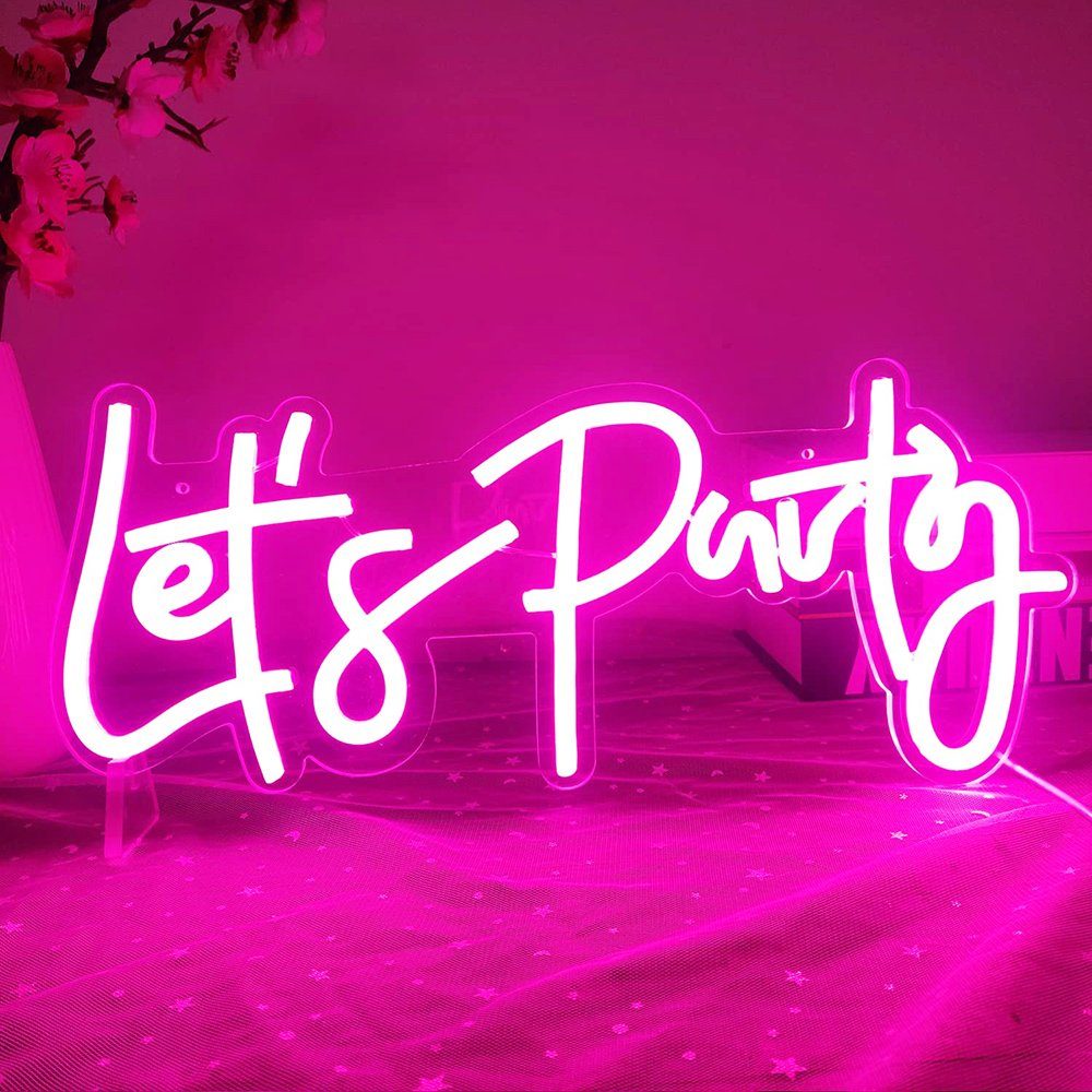 Sunicol LED Dekolicht Let's Party Neonschild, LED Leuchtschild Neonlicht, für Party Wand Bar ...
