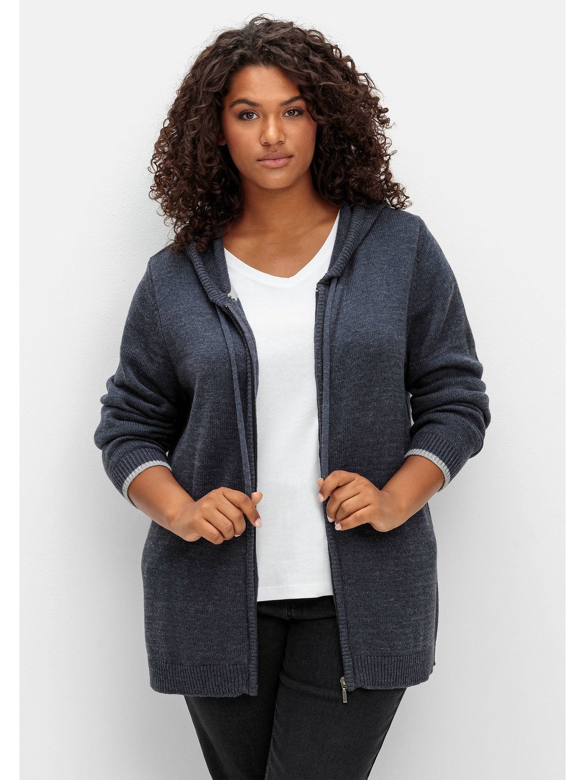 Sheego Kapuzenstrickjacke Große Größen Kuschelig Weich Mit Kaschmiranteil