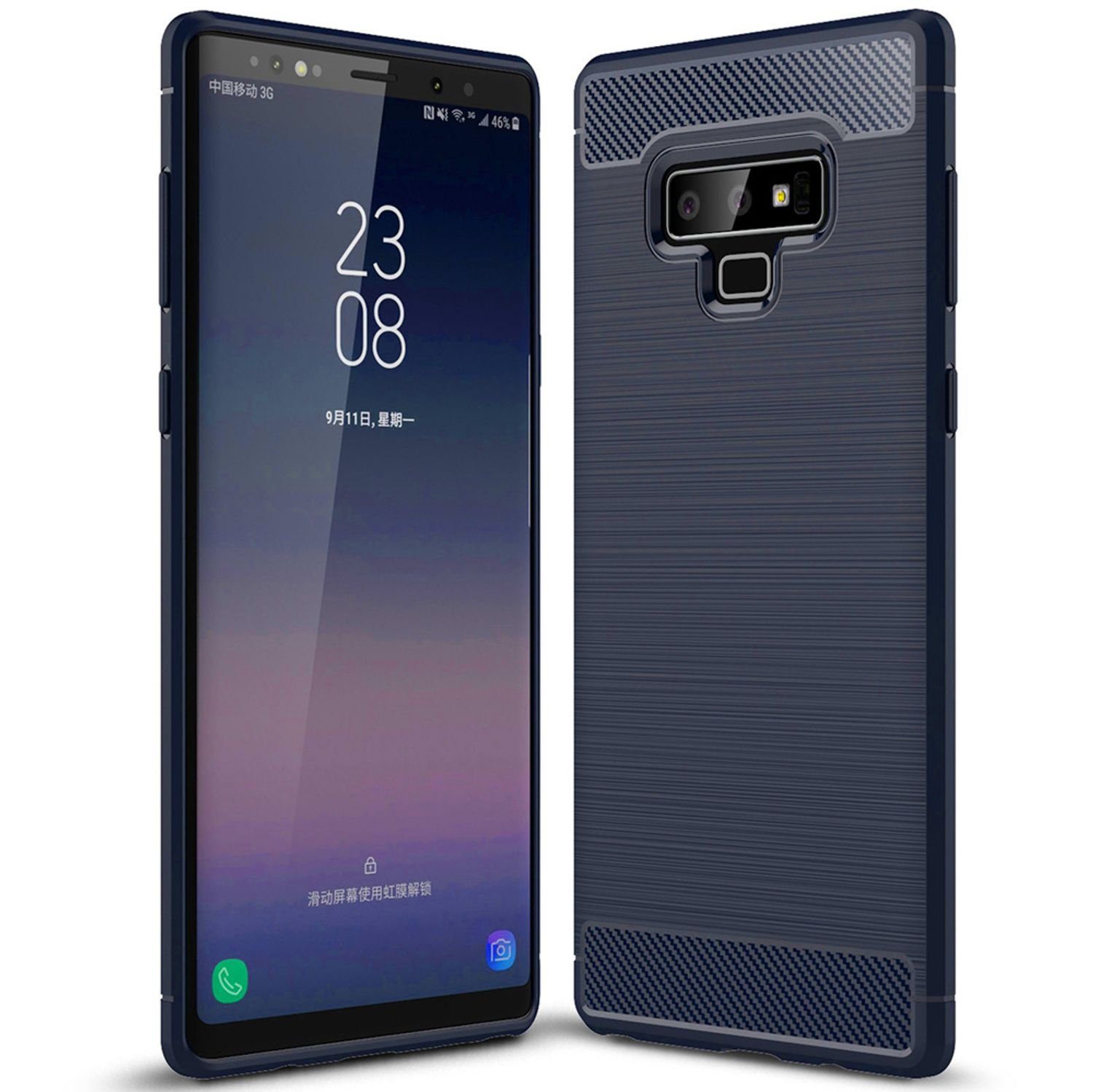 Nalia Smartphone-Hülle Samsung Galaxy Note 9, Carbon-Look Silikon Hülle ...