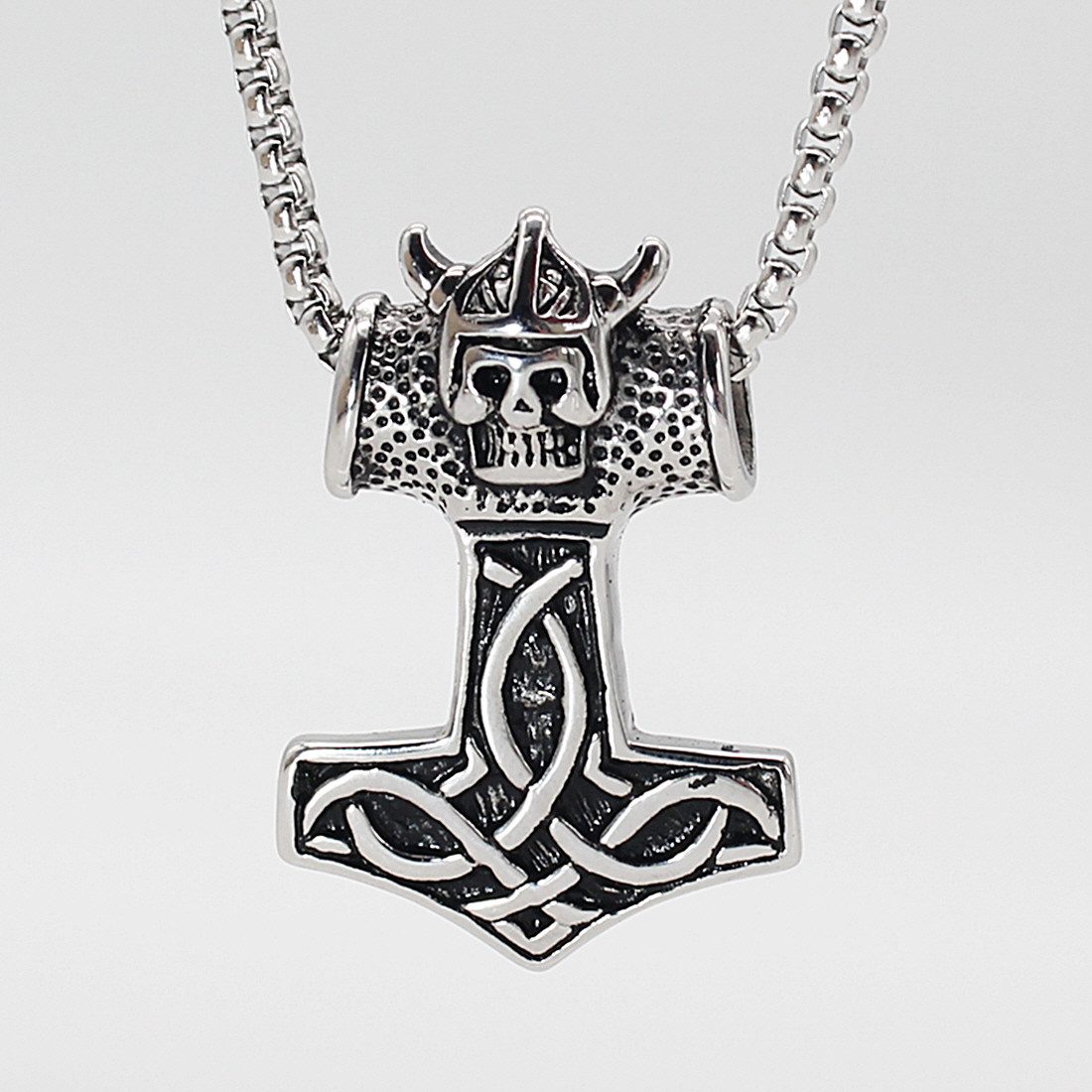 ELLAWIL Kette mit Anhänger Halskette mit Anhänger Thor's Hammer Wikinger Edelstahlkette ...