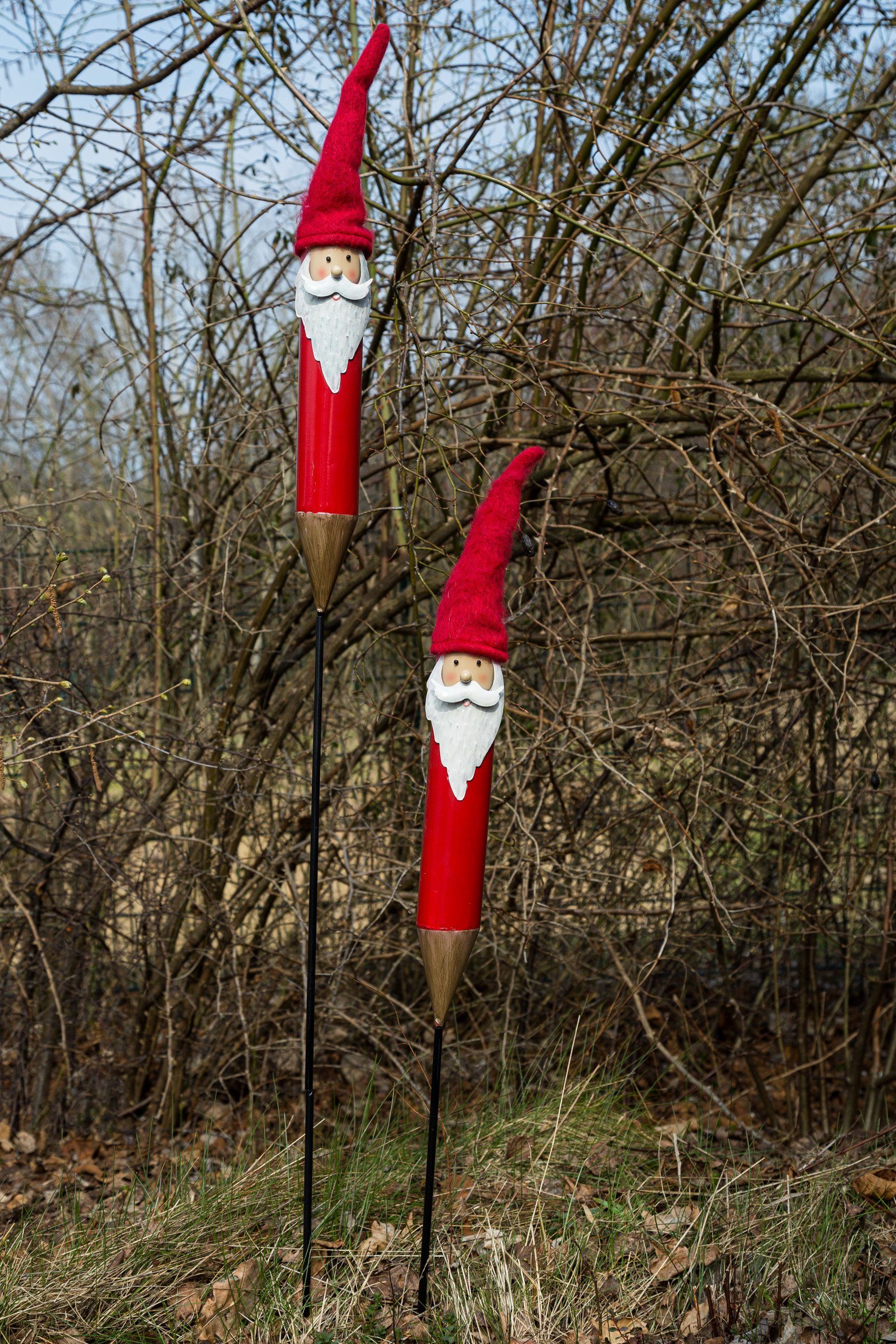 Wohnando Dekofigur Weihnachtsmann Gartenstecker 2er Set Aus Metall