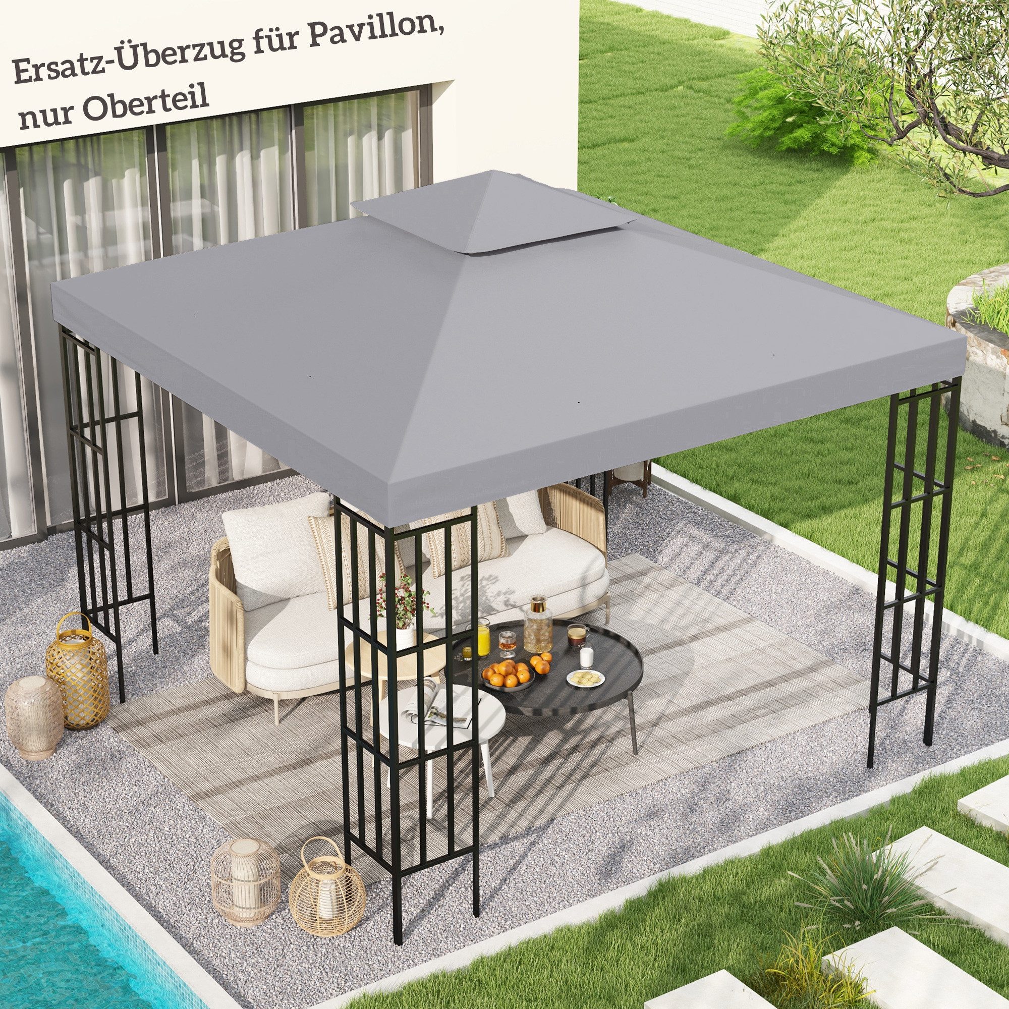 Outsunny Pavillon-Ersatzdach mit Doppeldach, 180 g/m², 300 x 300 cm ...