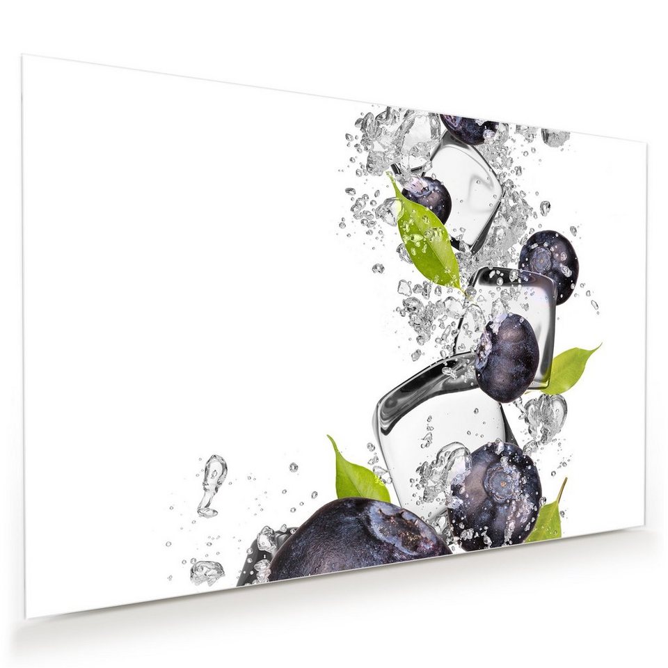 Primedeco Glasbild Wandbild Heidelbeeren Im Wassersplash Mit Aufhängung